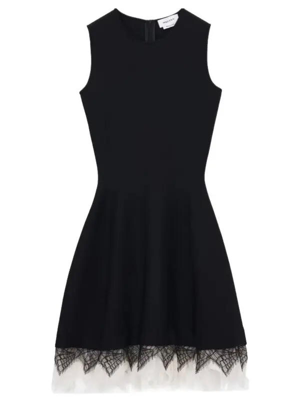 Alexander McQueen Cobweb Lace Knitted Dress - Black