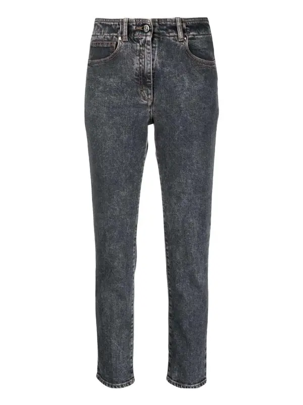 Peserico Stonewashed Cropped Skinny Jeans - Black