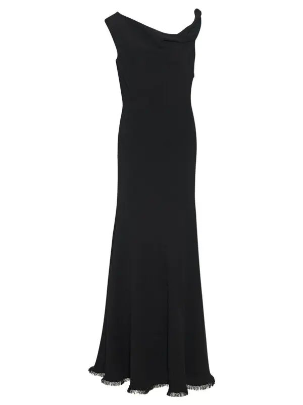 THE ROW Violetta Dress In Textured Matte Wool Crepe - Black
