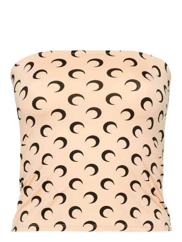 MARINE SERRE All-over Moon Printed Stretch Tube Top - Nude