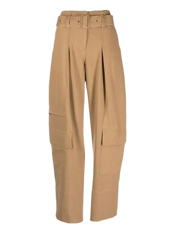 LOW CLASSIC Belted Cargo Trousers - Nude