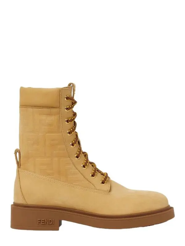 Fendi Filo Combat Lace-up Boots - Beige
