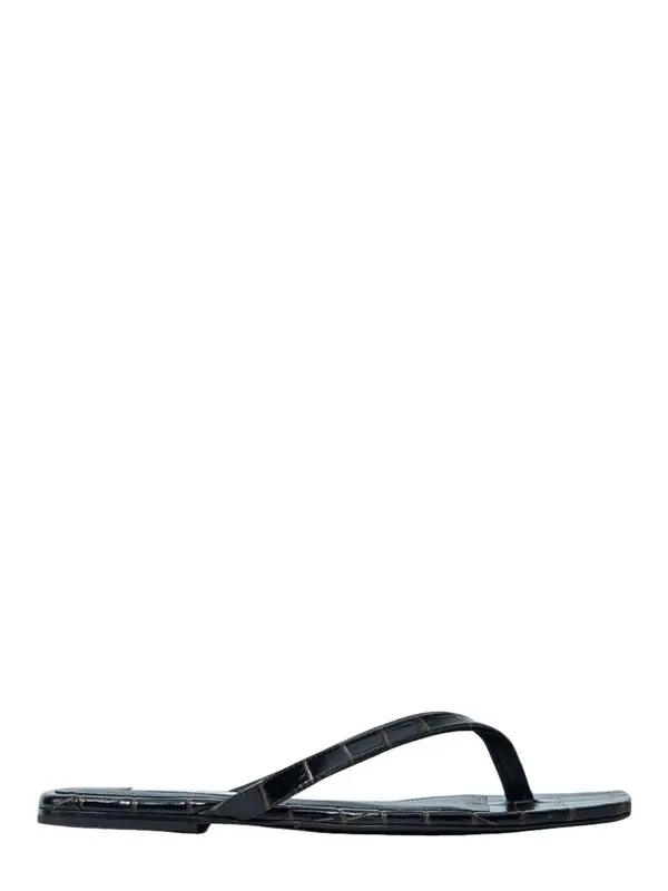 TOTEME Crocodile-embossed Flip Flops - Black