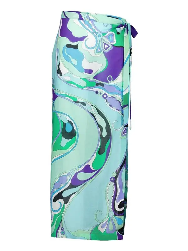Emilio Pucci Graphic Print Wrap Midi Skirt - Blue