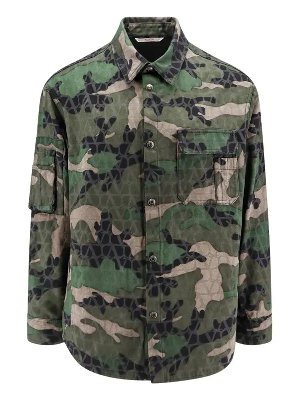 Valentino Garavani Camouflage Motif Buttoned Jacket - Black
