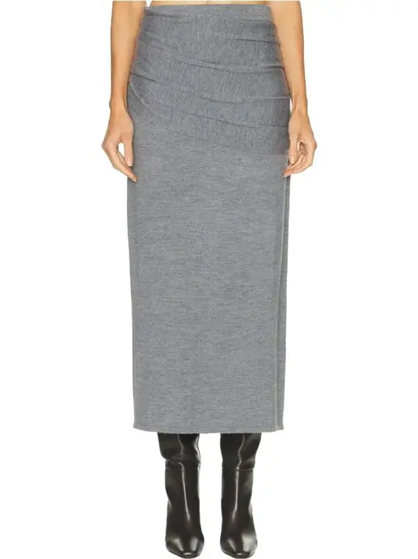 Staud Elastic Waist Midi Skirt - Grey
