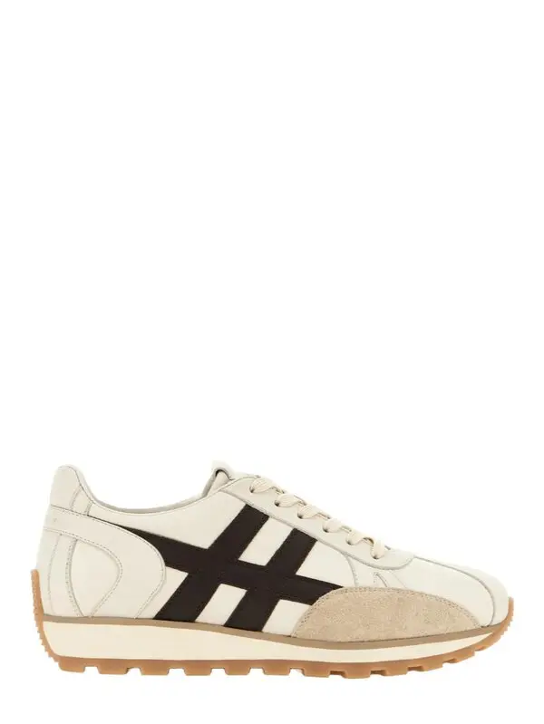 Hogan 86er Lace-up Sneakers With H Graphic - Ivory Brown