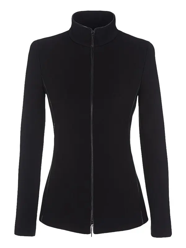 Giorgio Armani Stand-neck Zip-up Jacket - Black
