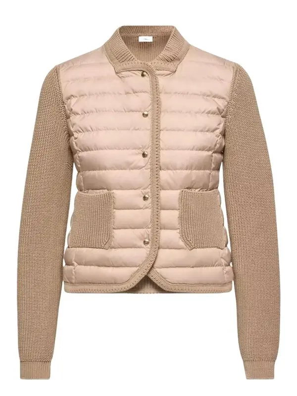Moncler Quilted Knit Panel Cardigan - Beige