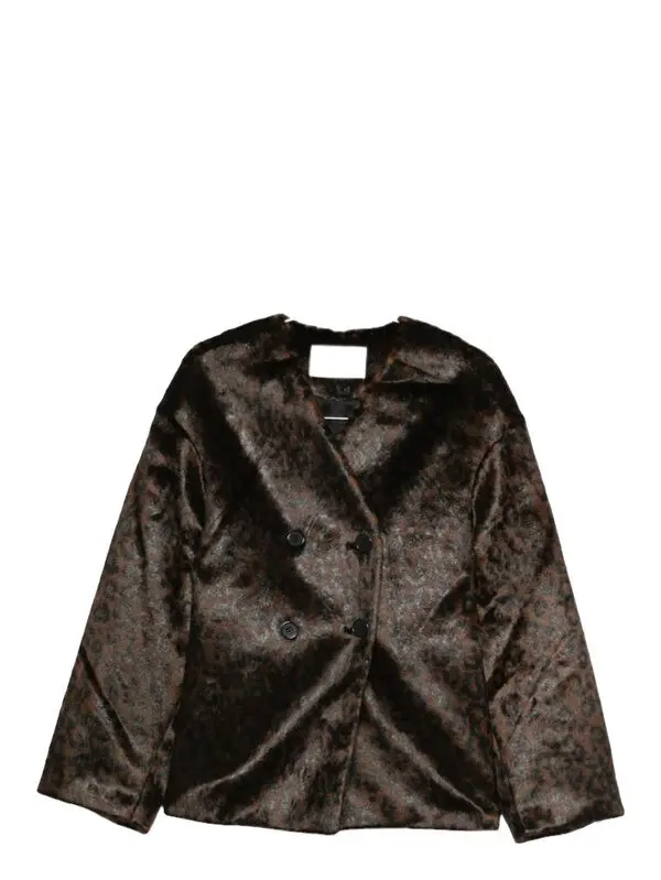 THE FRANKIE SHOP Double-breasted Printed Jacket - Brown