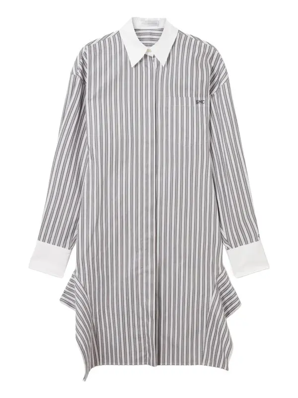 Stella McCartney Long-sleeve Pinstripe Shirt Dress - Gray/white
