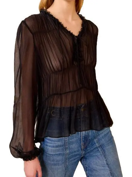 Ulla Johnson Robbie Long Sleeve Blouse - Black
