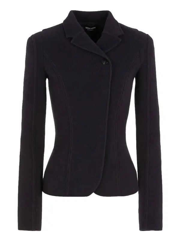Giorgio Armani Single-breasted Long-sleeve Jacket - Black