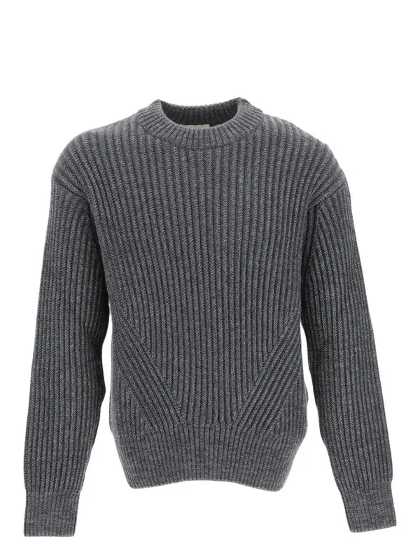Ami Ribbed-knit Crew-neck Jumper - Black