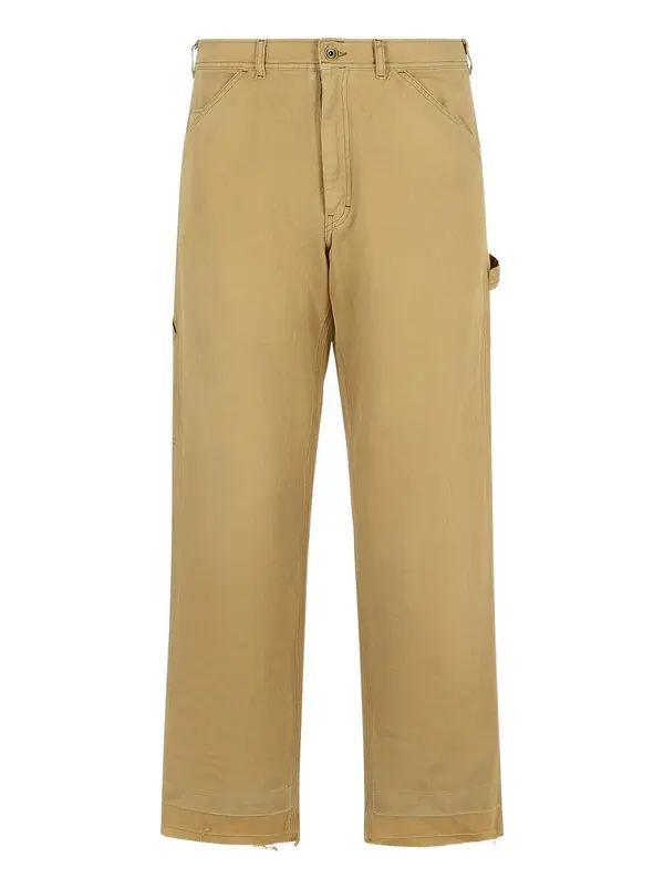 MAISON MARGIELA Herringbone Frayed Hem Trousers - Beige