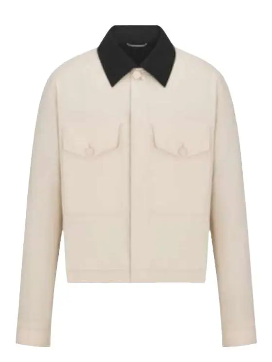 Dior Jacket With Contrasting Spread Collar - Nude