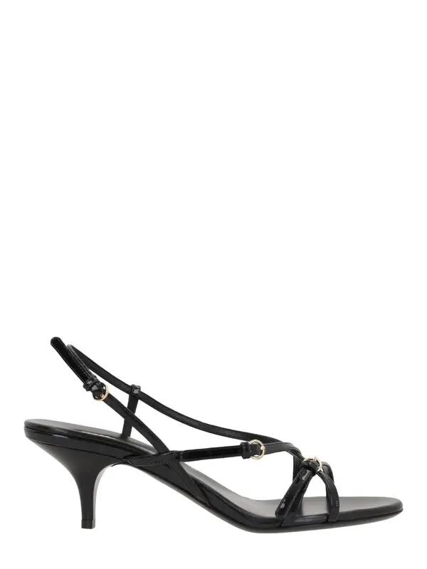 Miu Miu Heeled Slingback Sandals With Double Buckle Detail - Black