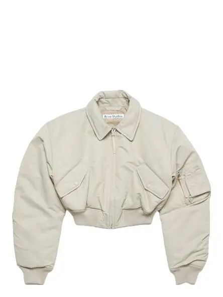 Acne Studios Cropped Zip-up Padded Bomber Jacket - Mist Grey