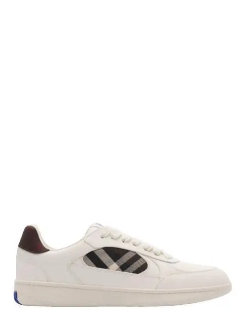 Burberry Checked Low-top Sneakers - Cotton Beige/mahogany Brown