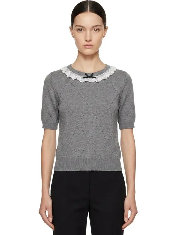 Marissa Chiara Short Sleeve Crew Neck Sweater - Grey
