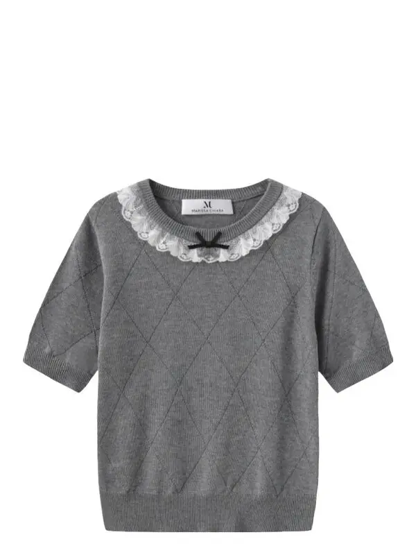 Marissa Chiara Short Sleeve Crew Neck Sweater - Grey