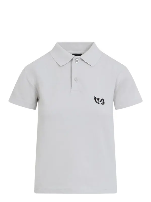 Balenciaga Short Sleeve Embroidered Logo Polo Shirt - Dirty White