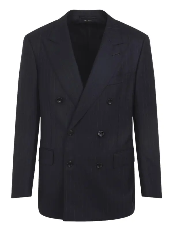 TOM FORD Pinstripe Double-breasted Blazer - Navy