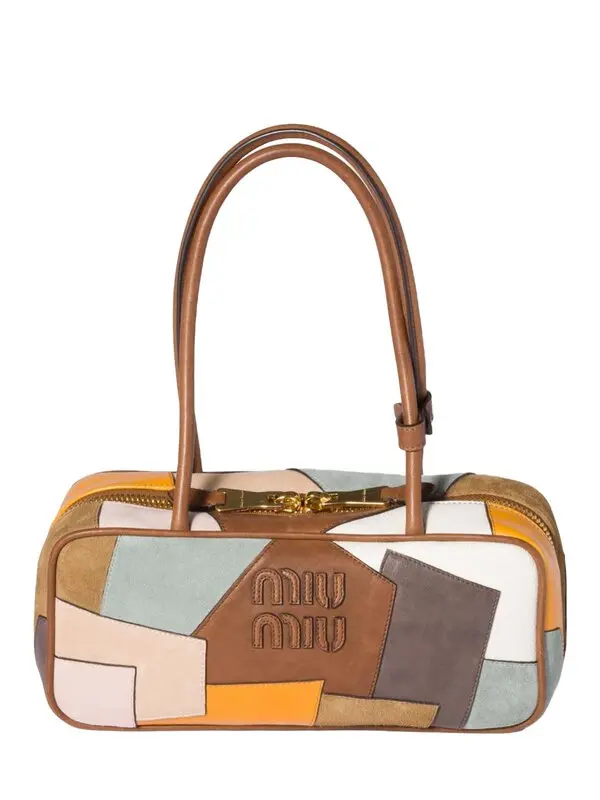 Miu Miu Beau Patchwork Shoulder Bag - Oak