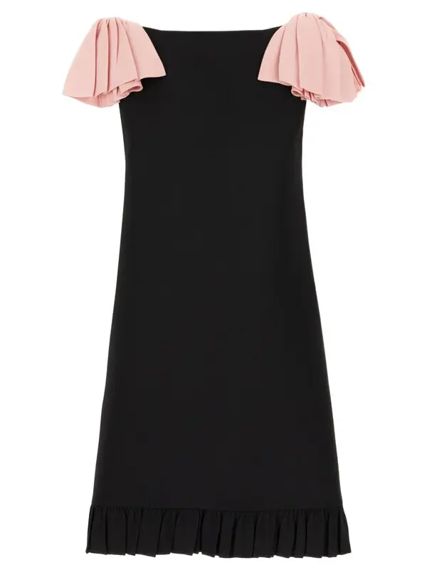 Valentino Garavani Crepe Couture Flared Hem Mini Dress - Black