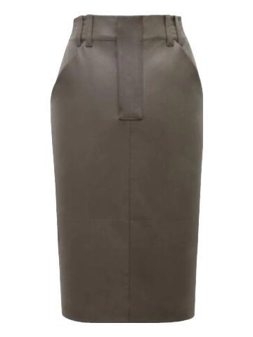 Saint Laurent High Waist Pencil Skirt With Belted Waist - Grey