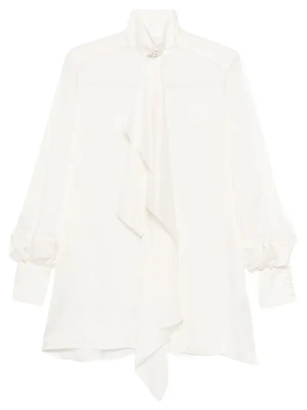 Sacai Ruffled Satin Dress - White