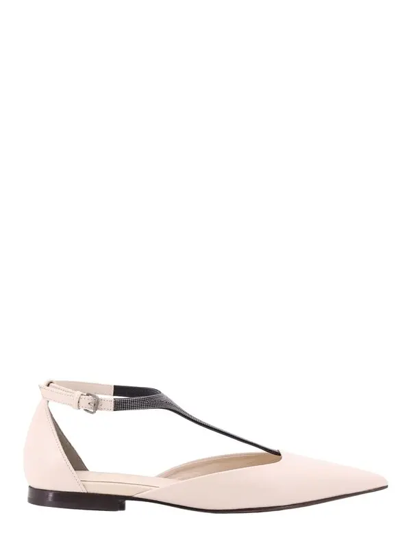 Brunello Cucinelli Embellished Pointed Toe Sandals - Nude