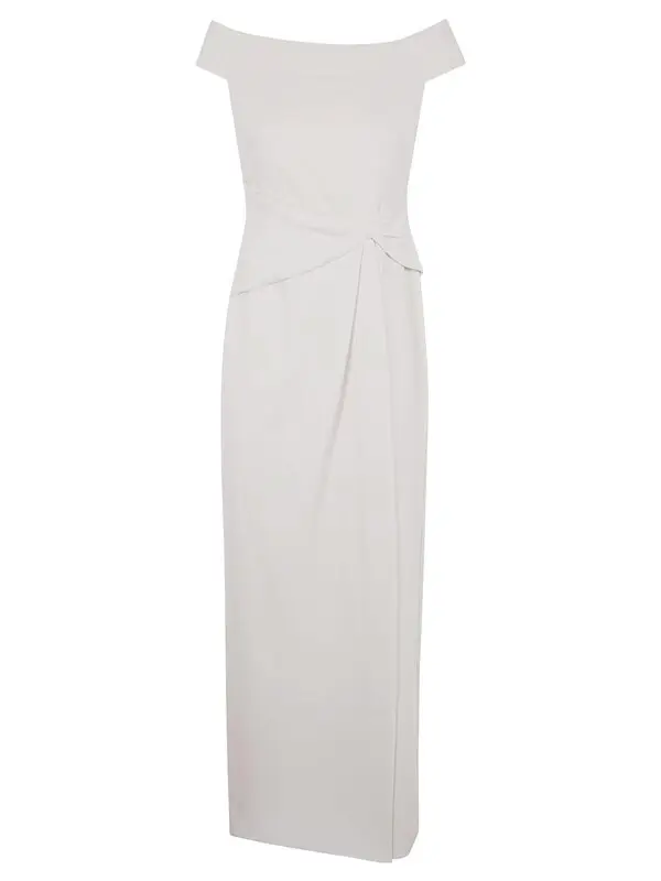 Ralph Lauren Off-shoulder Dress With Darts And Slits - Mascarpone Cream