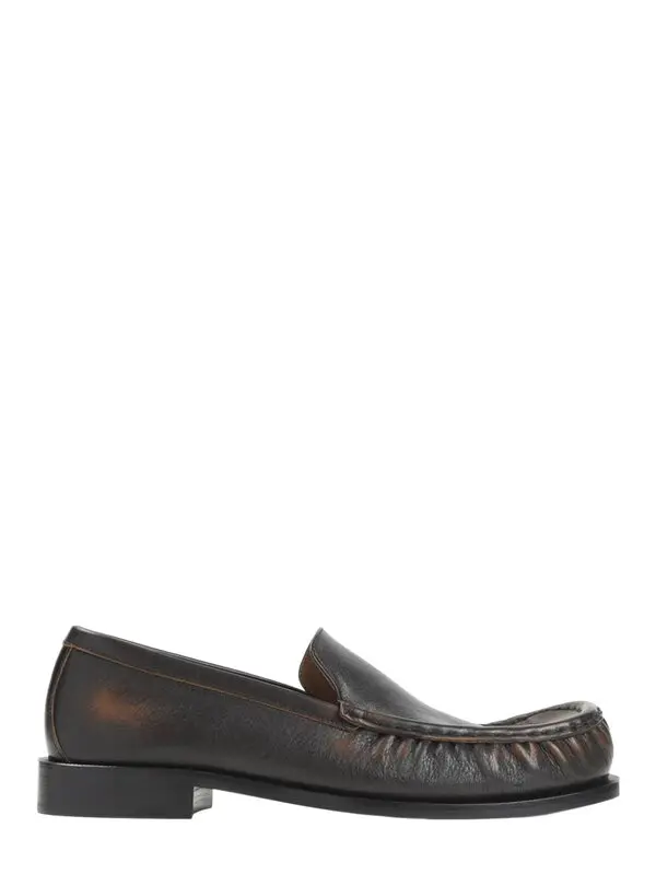 Dries Van Noten Round Toe Loafers With Wrinkled Detailing - Black