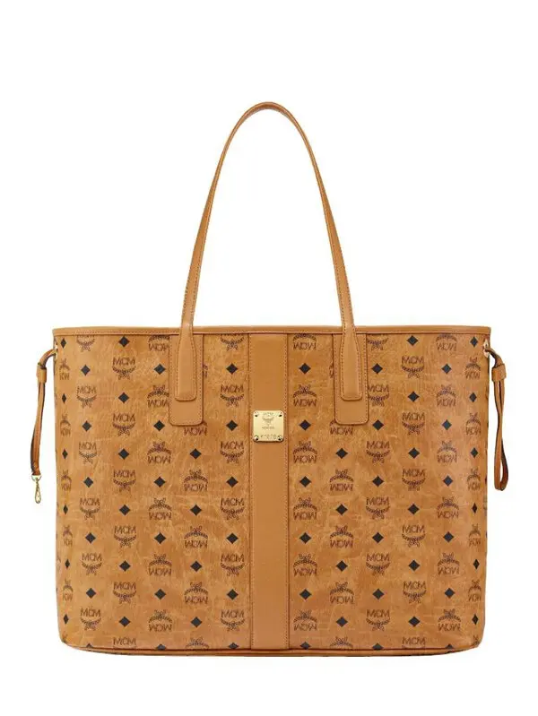 Mcm Liz Logo Plaque Top Handle Bag - Brown