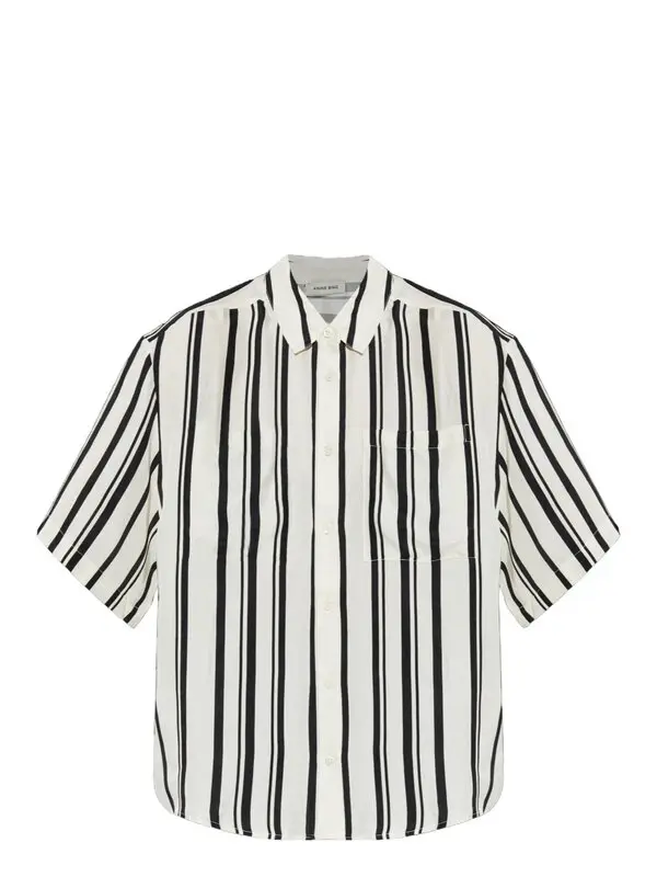 ANINE BING Striped Short-sleeve Shirt - White