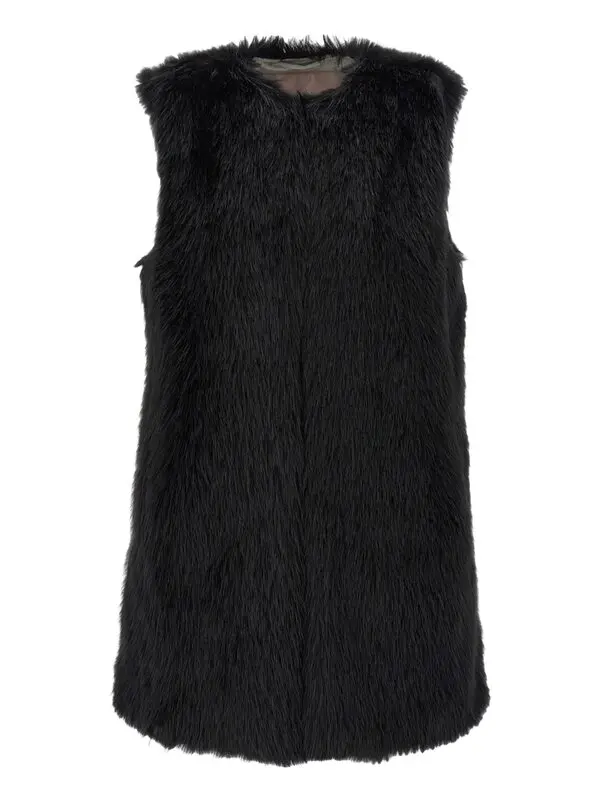 Herno Faux Fur Sleeveless Gilet - Black