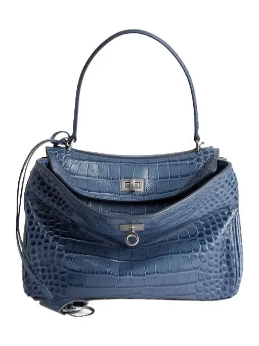 Balenciaga Embossed Rodeo Top Handle Bag - Faded Dark Blue