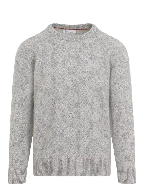 Brunello Cucinelli Patterned Crewneck Sweater - Grey