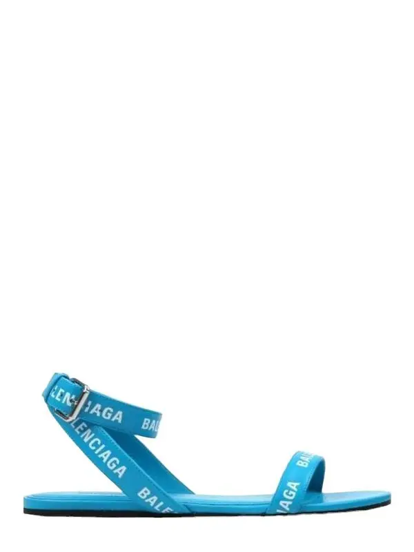 Balenciaga Logo Flat Sandals - Blue