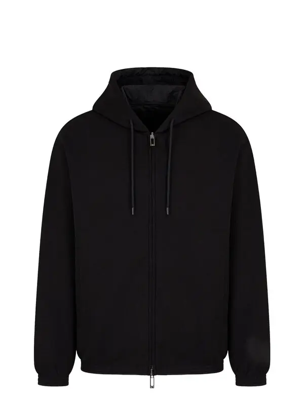 Emporio Armani Reversible Zip-up Drawstring Hoodie - Black