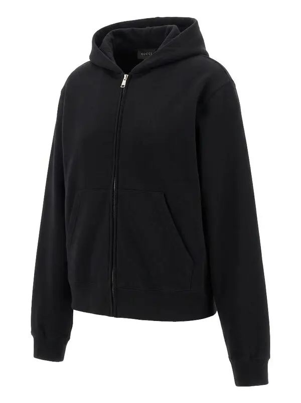 Gucci Zip-up Hooded Jacket With Interlocking G Print - Black