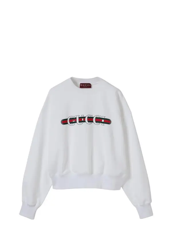 Gucci Logo Printed Jersey Sweatshirt - White