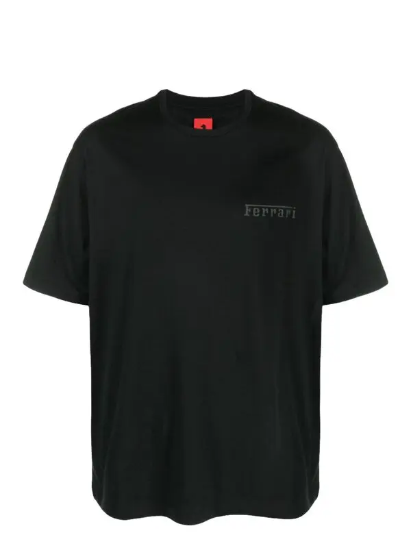 FERRARI T-shirt With Round Neck And Short Sleeves - Black