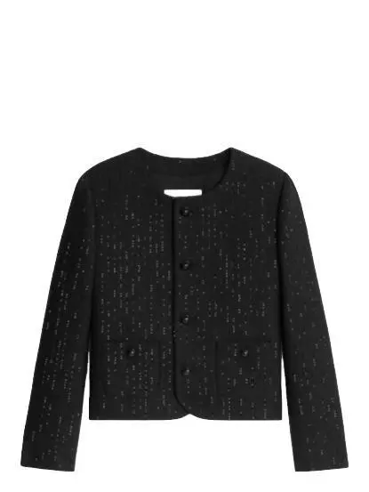 Celine Sequined Wool Jacket - Black
