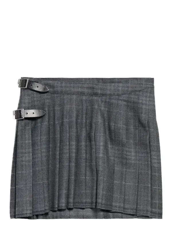 Balenciaga Pleated Mini Skirt With Leather Belt Detail - Grey
