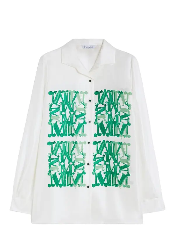 Max Mara Nabil Logo Printed Button-up Shirt - Emerald