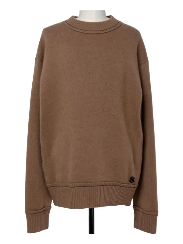 Sacai Long Sleeved Crewneck Knitted Jumper With Forked Details - Green