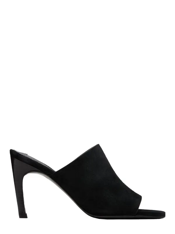TOTEME Square Toe Velour Mules - Black