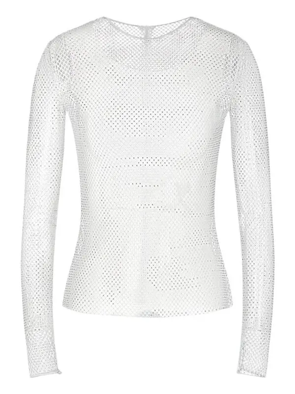 Giorgio Armani Crystal Mesh Zipper Cardigan - White